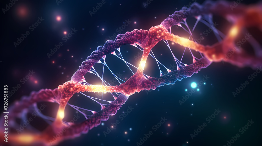 Human DNA structure, 3D illustration of helical DNA molecule Stock ...