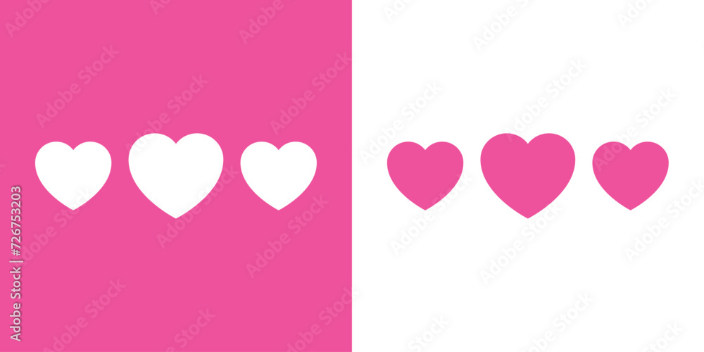Logo del día de San Valentín. Silueta de 3 corazones como clasificación ...