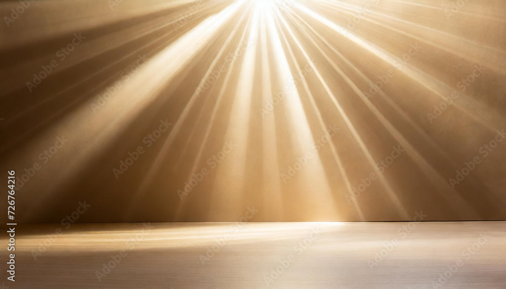 Beige studio background. Neutral background with soft rays. Warm soft ...