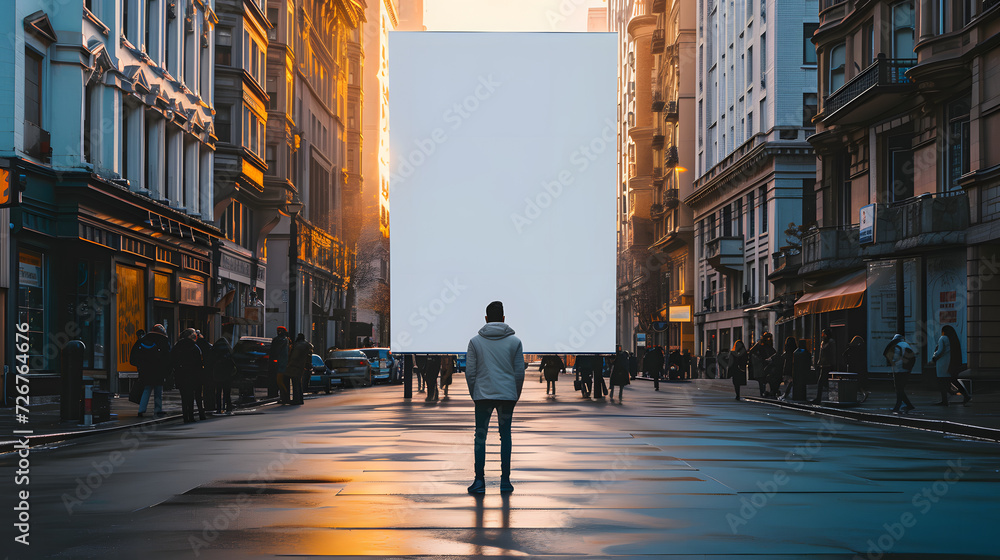 Minimalistic aesthetic ad advertising with blank white empty paper ...