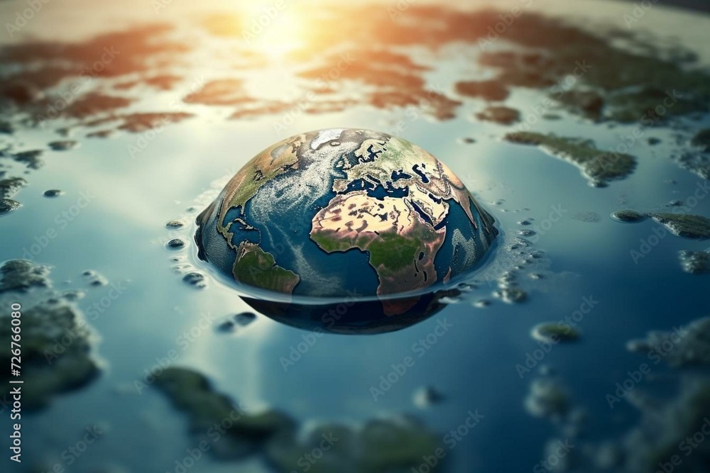 Symbolic image of global warming and climate change with earth in a ...
