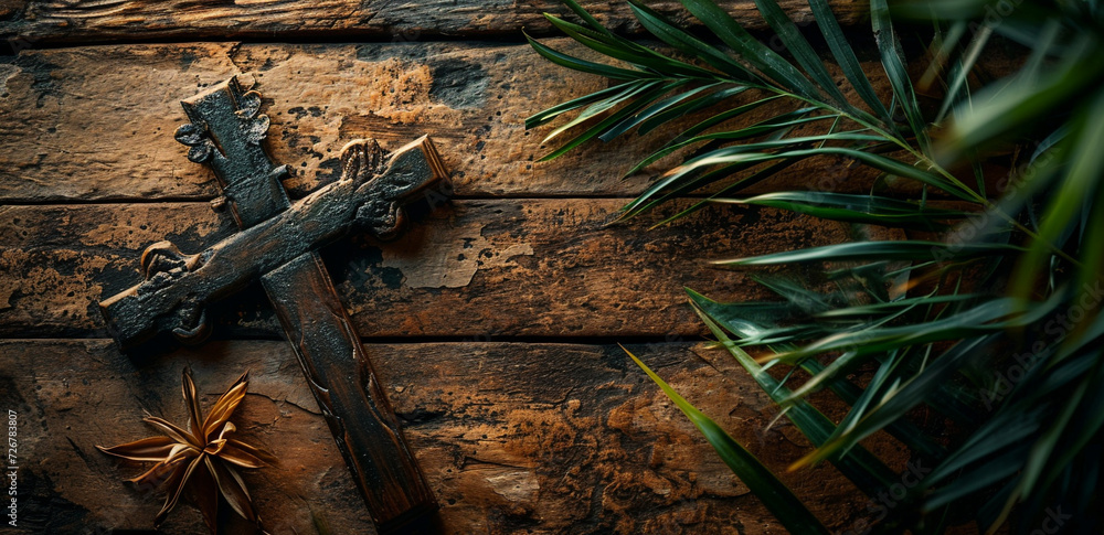 Palm Sunday, Christians to welcome Jesus Christ, cross crucifix, church ...