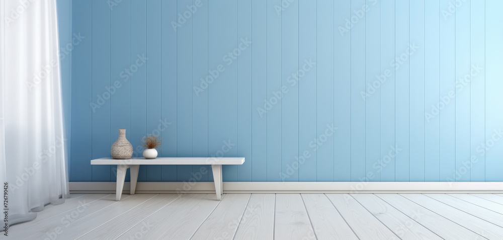 Extra wide blue virtual empty room background backdrop banner image ...
