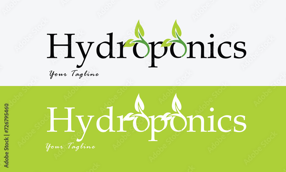 The "Hydroponics" logo elegantly blends modern typography with a green ...