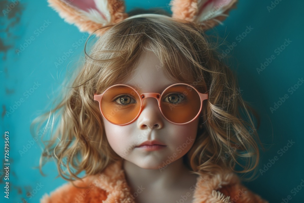 A bespectacled girl with bunny ears embraces her inner child as she ...