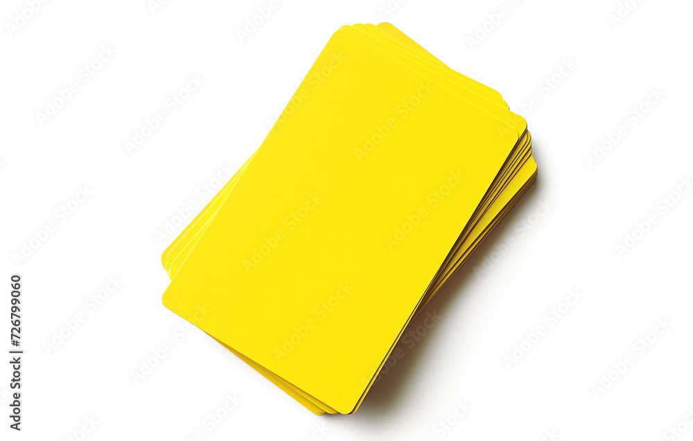 stacks of yellow cards, top view, white background. Generative Ai ...