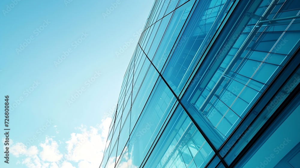 Modern office building exterior with glass facade on clear sky ...