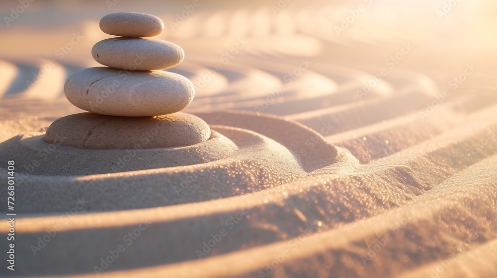Zen Stones With Lines On Sand - Spa Therapy - Purity harmony And ...