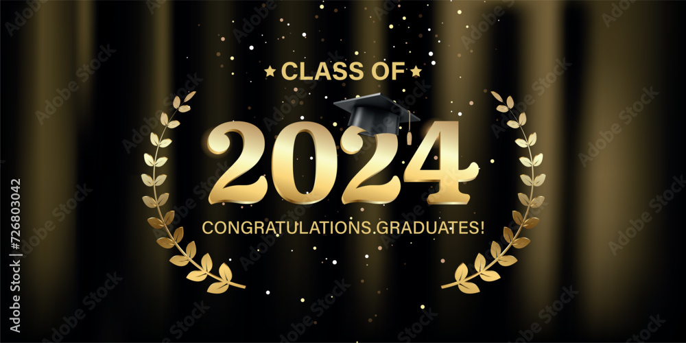 Vetor de Vector illustration. Class of 2024 badge design template in ...