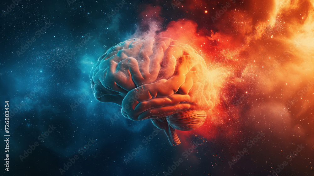 A beautiful brain symbol concept is displayed on a background, in an ...