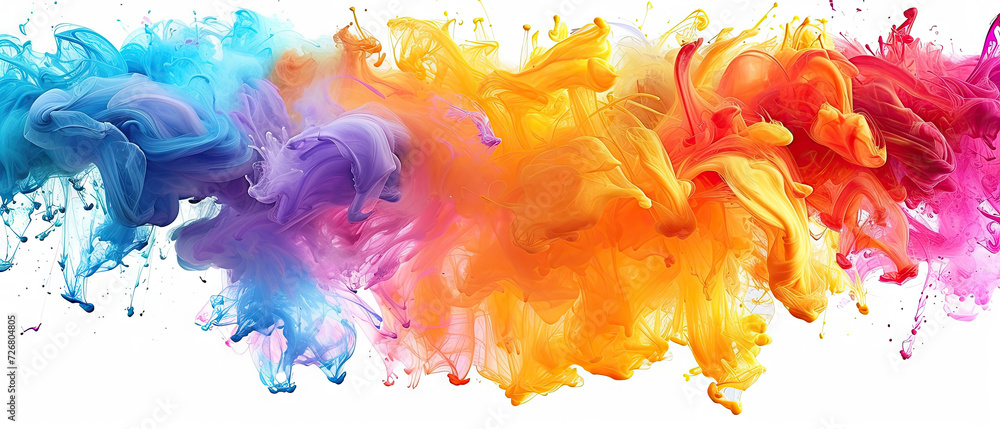 Colorful paint splash mixed into white background suitable for artistic ...