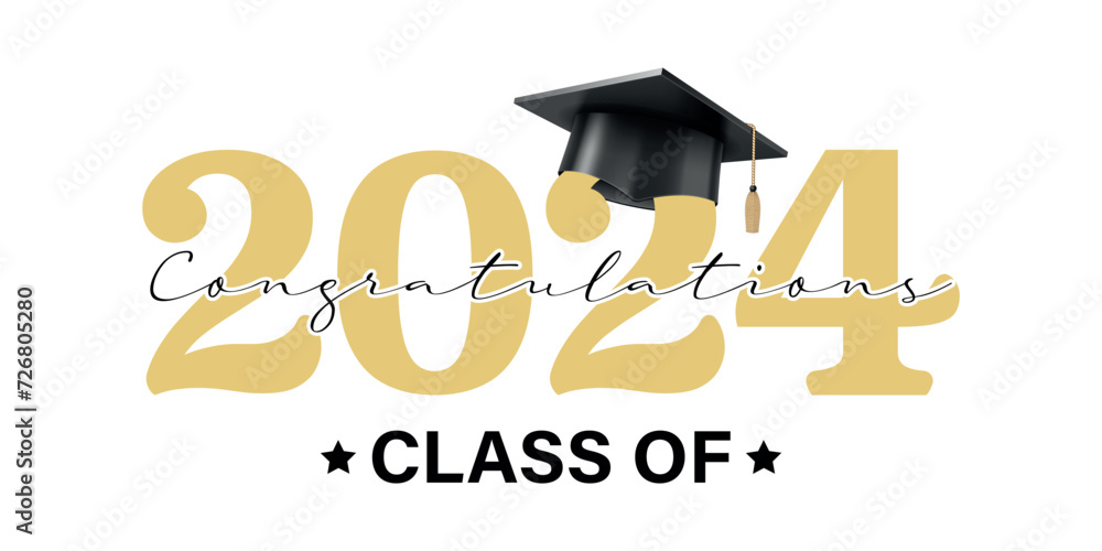 Vetor de Vector illustration. Class of 2024 badge design template in ...