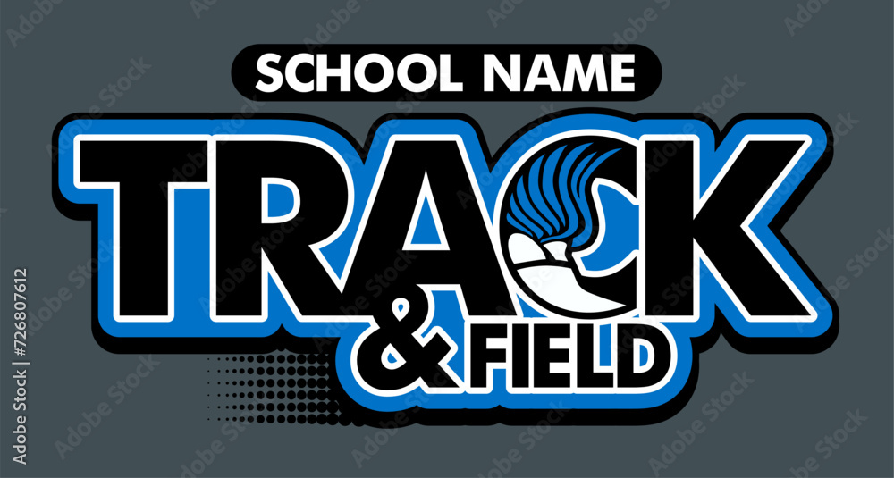 track and field team design with winged foot for school, college or ...