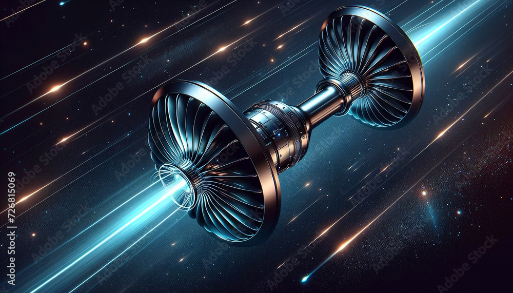 Futuristic ion thrusters in deep space with dynamic 2D and 3D elements ...