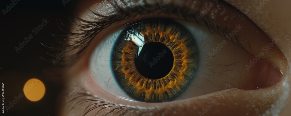 Mydriasis, a close up of an eye with a large pupil. Emotions Fear or ...