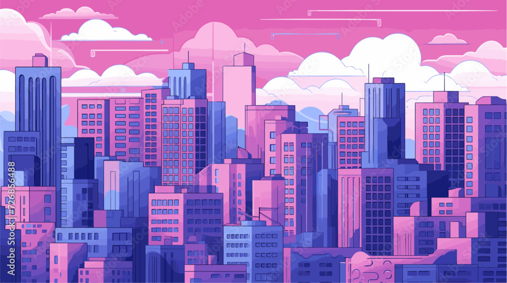 Abstract cityscape seamlessly blending with isometric elements ...