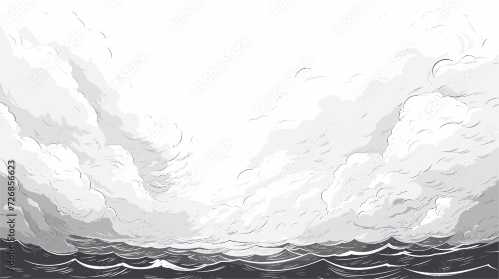 Vector scene of a stormy sky and turbulent seas reflecting the ...