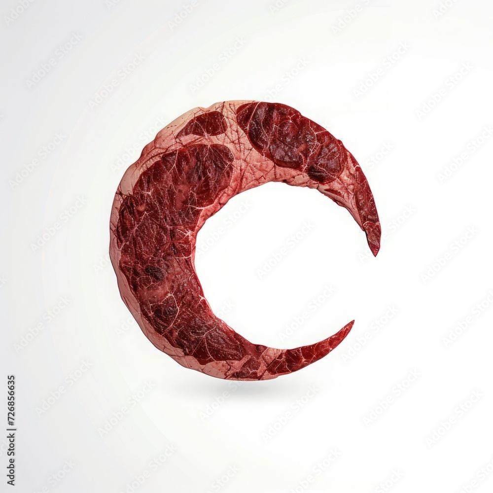A Moon-Shaped Arrangement of Fresh Raw Beef Steak, Symbolizing the ...