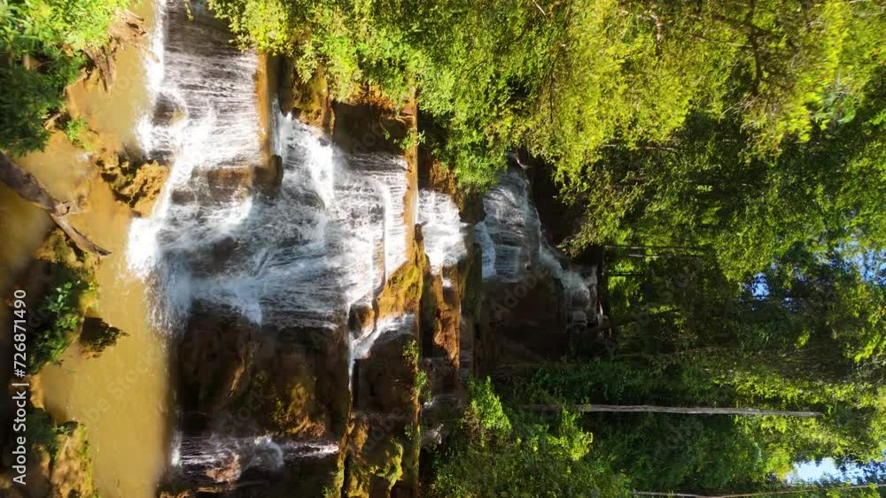 Vidéo Stock Waterfall Hidden in Tropical Rainforest Jungle, Falling ...