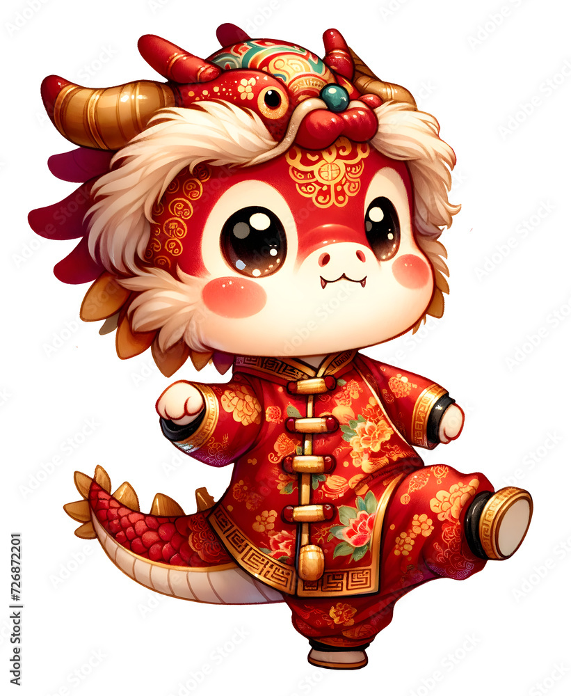 2024 Cute Dragon clipart, Chinese New Year Watercolor Clipart, Lion ...