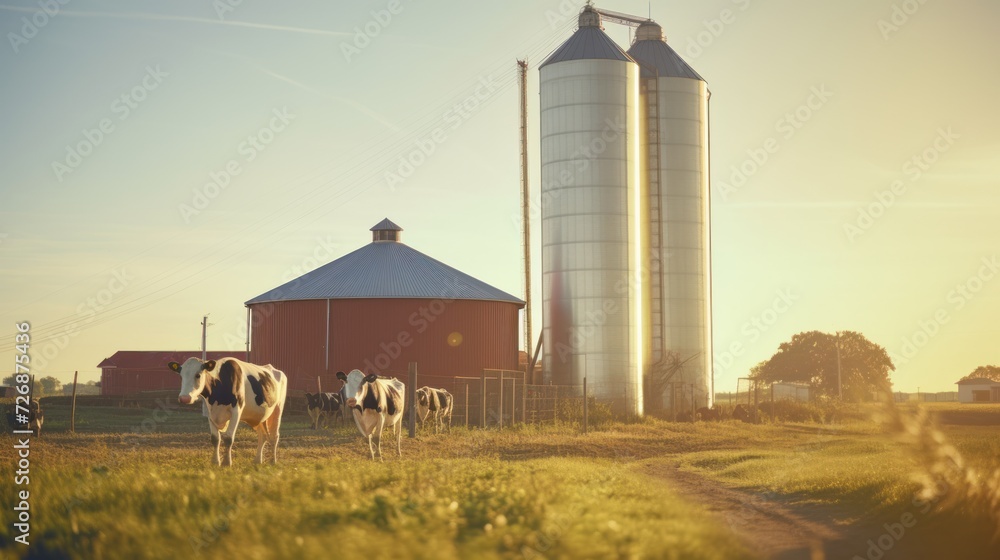 Warehouse for storing animal and cattle feed,Dairy cow farm with large ...