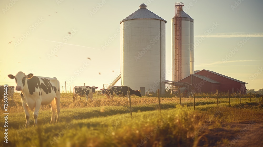 Warehouse for storing animal and cattle feed,Dairy cow farm with large ...