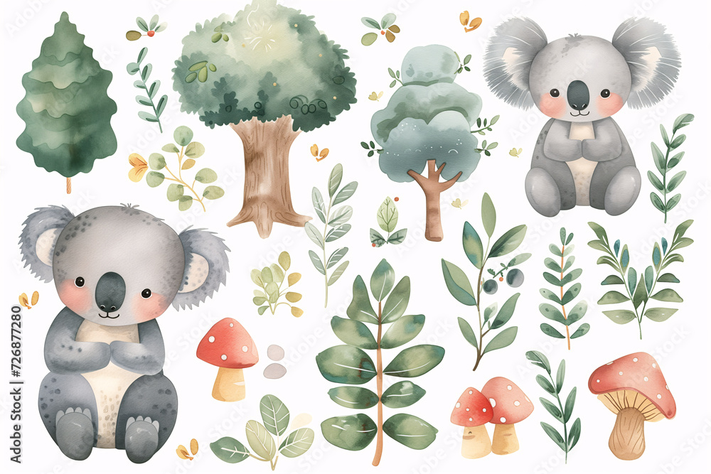 Watercolor koala. This charming watercolor collection showcases ...