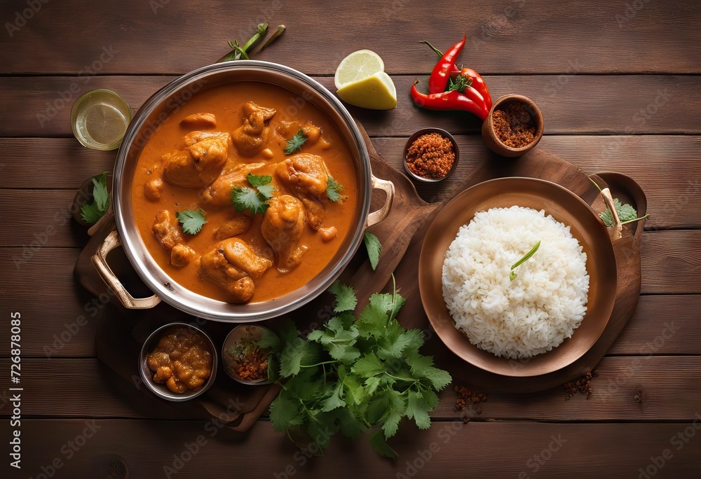Kadai veg Makhani Hyderabad North Top view food curries gravy chicken ...