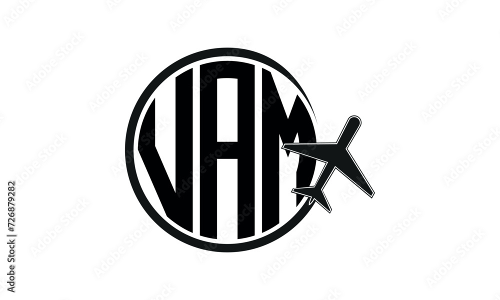 VAM three initial letter circle tour & travel agency logo design vector ...