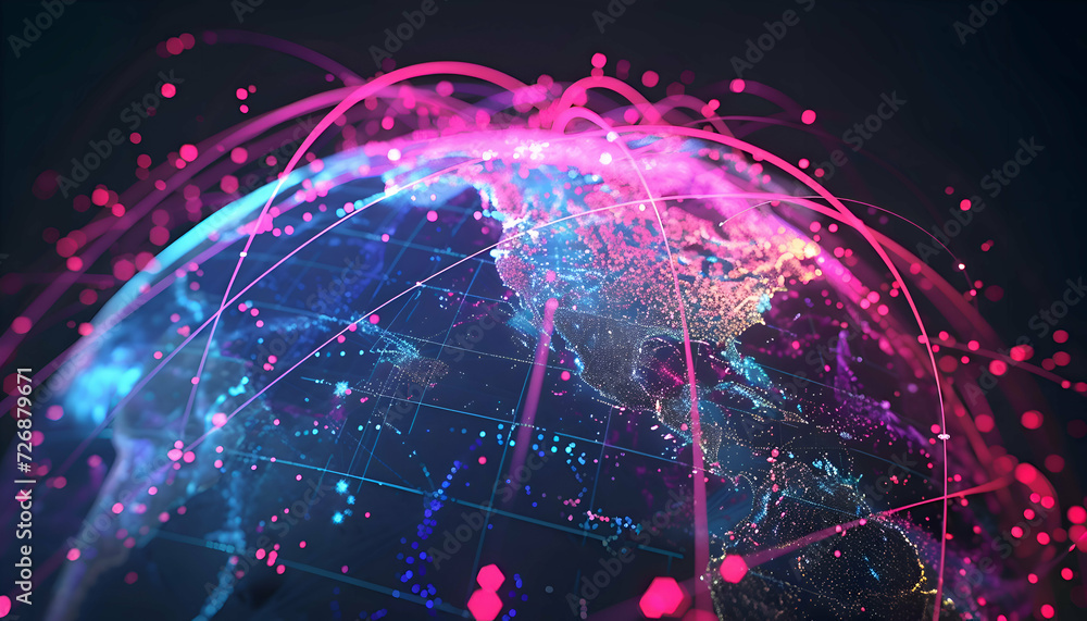 Graphic of visualization of a global pandemic spread, with lines ...