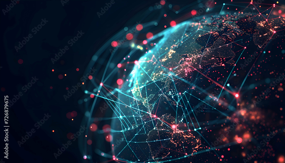 Graphic of visualization of a global pandemic spread, with lines ...