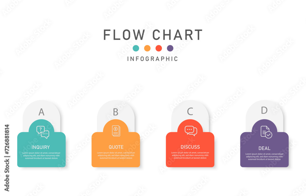 Flow chart, Business infographic vector template with icons and 4 ...