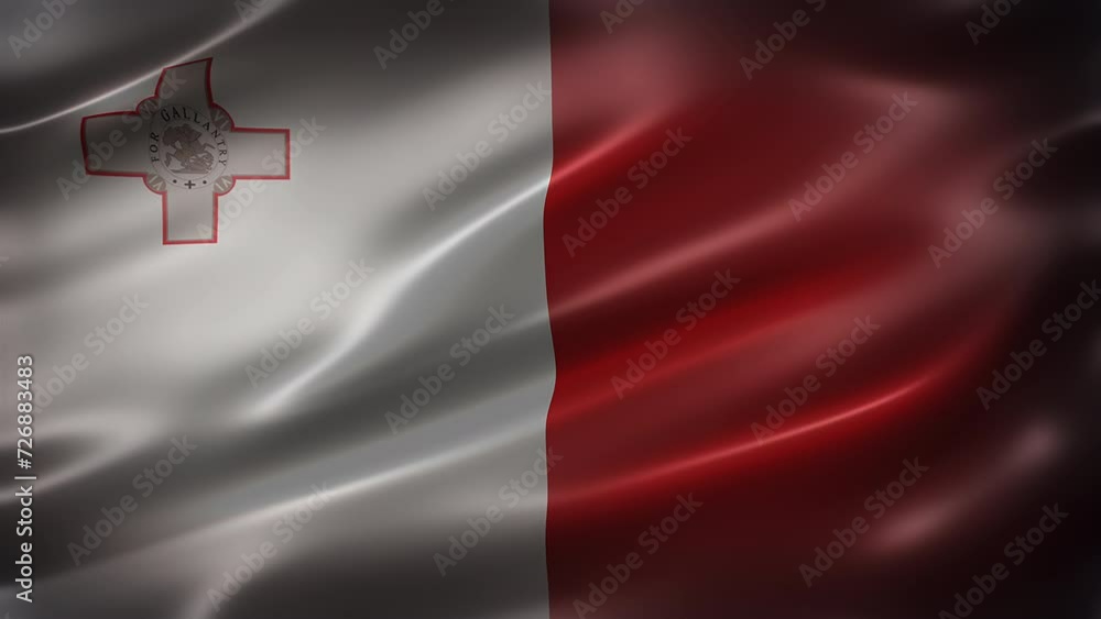 The Flag of Malta, full frame, front view, elegant silky texture waving ...