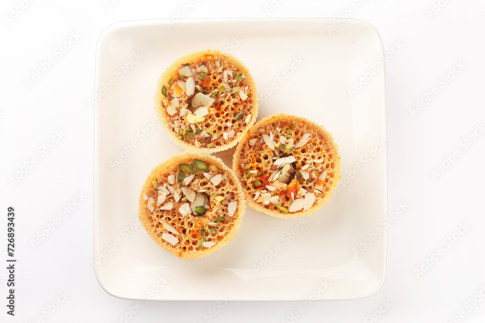 Rajasthani Ghevar or Ghewar, Indian Sweets Indian Rajasthani crunchy ...