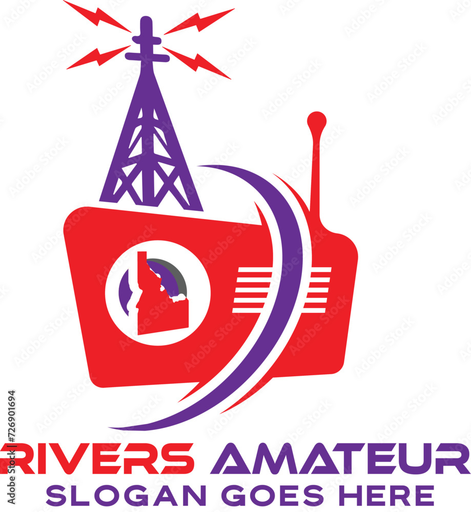 radio logo, broadcasting emblem, music station design mark, modern radio branding, audio icon ...