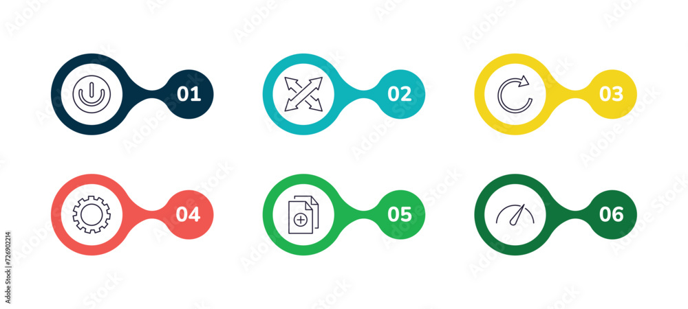 Vetor de outline icons collection with infographic template. linear icons from user interface ...