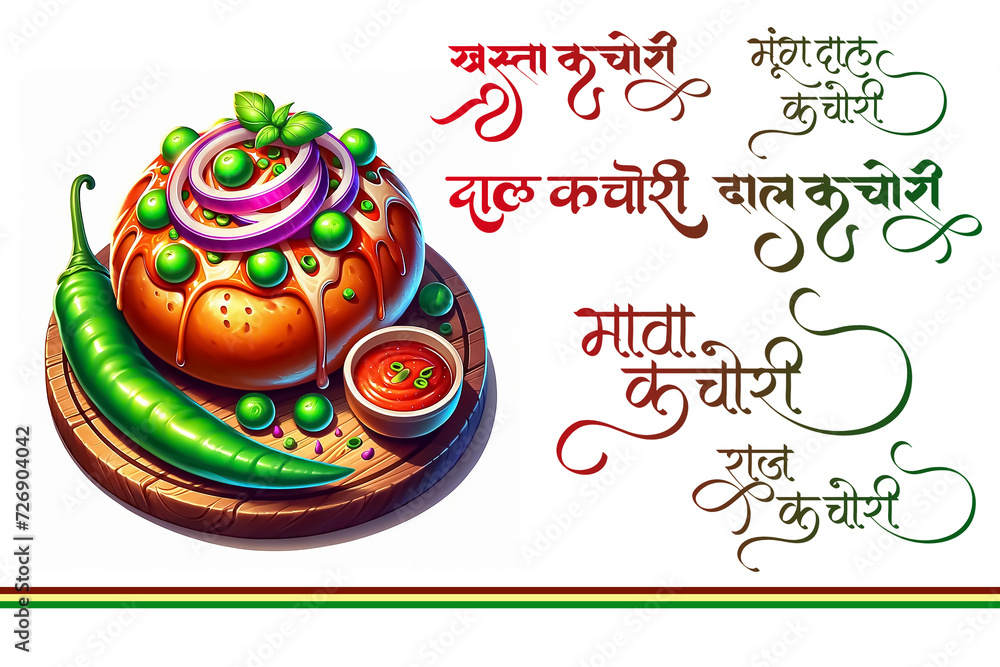 Taste of Tradition: Dal Kachori and Mava Kachori Vector Illustration ...