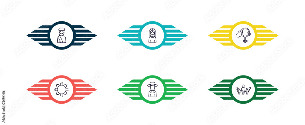 outline icons collection with infographic template. linear icons from ...