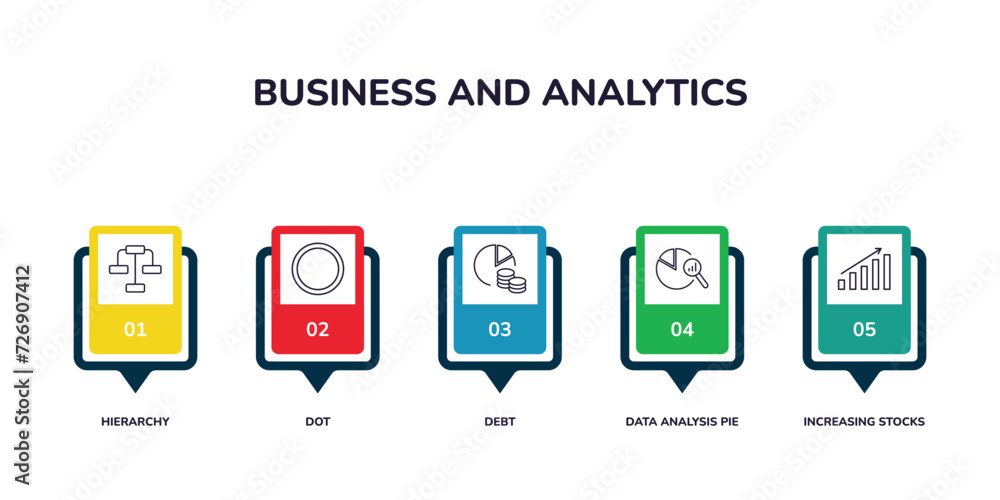 outline icons collection with infographic template. linear icons from business and analytics ...