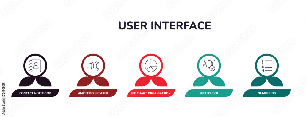 Vecteur Stock outline icons collection with infographic template. linear icons from user ...