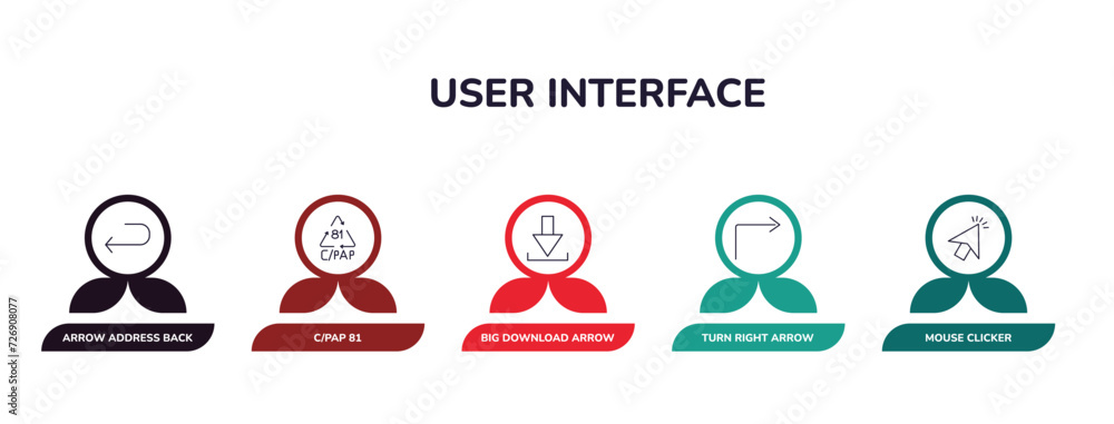 outline icons collection with infographic template. linear icons from user interface concept ...