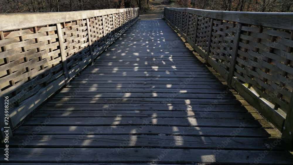 Medieval oak wood, screwed. A bridge over a moat built according to a ...