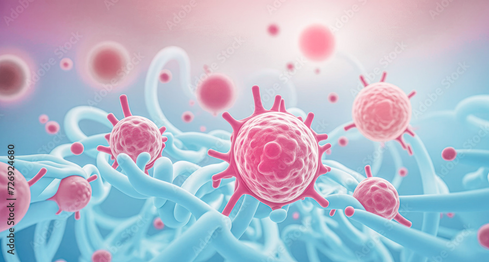 medical pharmaceutical research 3d background. Cancer Cells destroyed ...