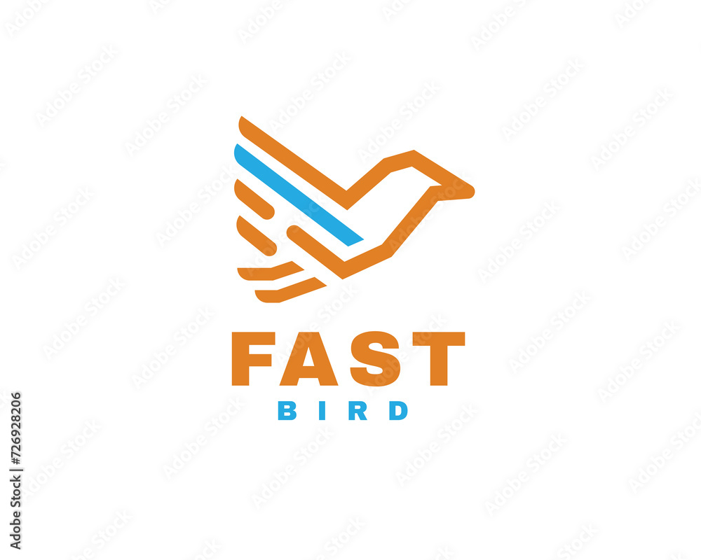 simple line bird flying fast logo icon symbol design template ...