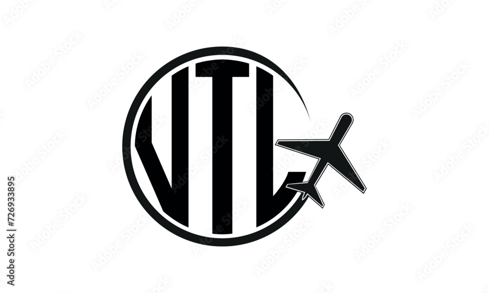 Vetor de VTL three initial letter circle tour & travel agency logo ...