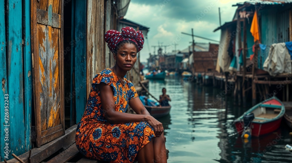 Woman in The Floating Slum of Makoko in Lagos, Nigeria Stock Photo ...