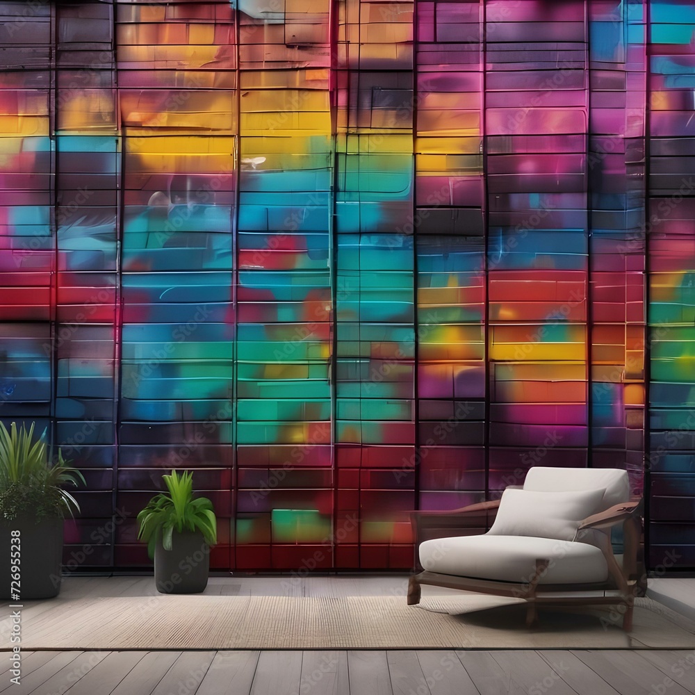 Urban graffiti wall with vibrant street art and spray-painted murals2 ...