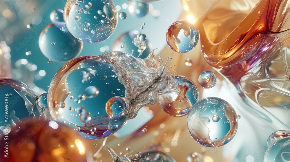 Collision Of Abstract Objects In Space Abstract Scene Of Various Colliding Objects A Dynamic