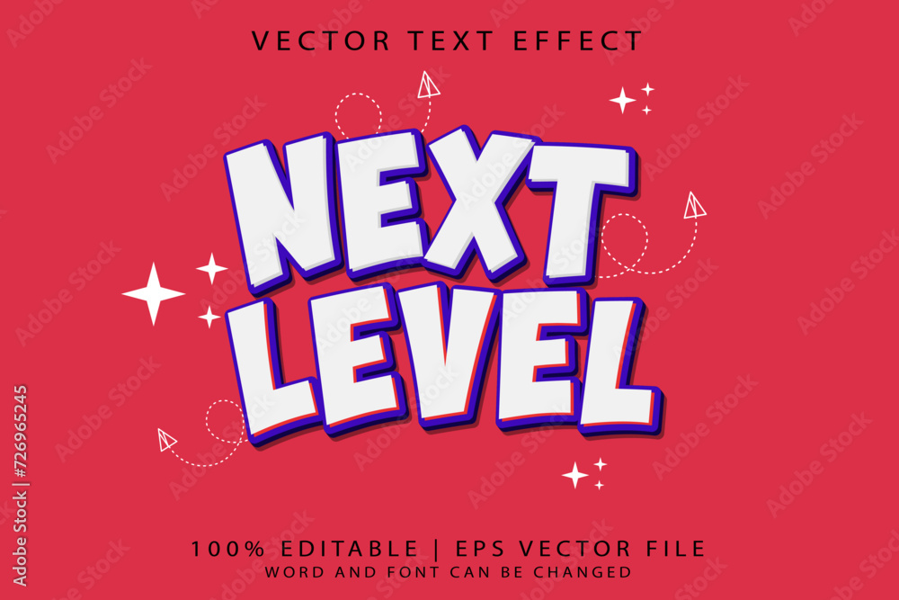Next Level 3D cartoon template style premium vector with editable text ...