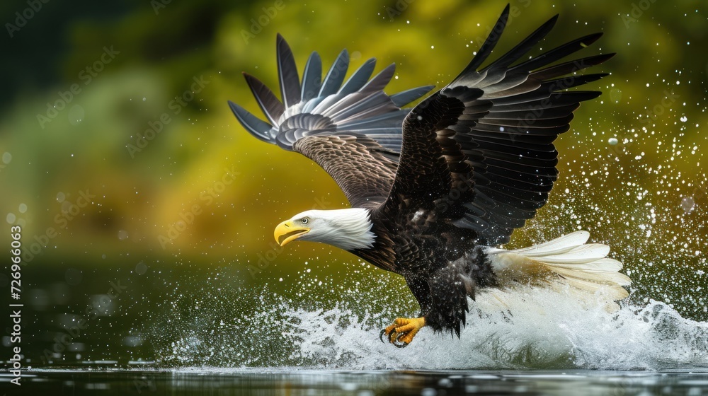 bald eagle Catch fish on the surface of the water Can see prey while ...